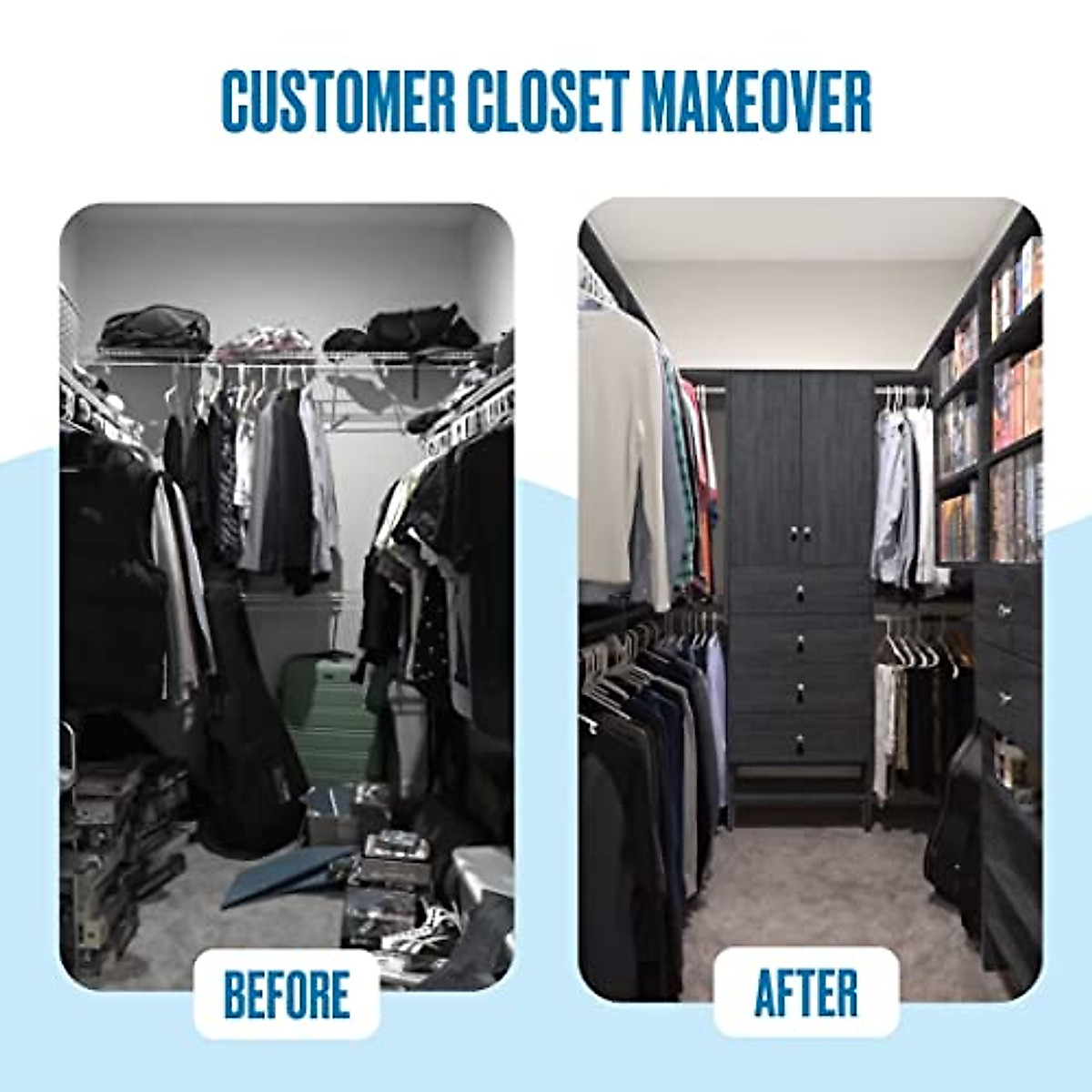 Short Closet Shelves Tower - Modular Closet System With Drawers (2) - Corner Closet System - Closet Organizers And Storage Shelves (Grey, 31.5 inches Wide) Closet Shelving