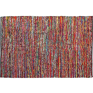 Cotton Multi Chindi Hand Woven Rugs - 8x10 Feet Rectangle Hand Braided Bohemian Colorful Area Rug - Recycled Braided Chindi Rugs- Biodegradable Area Rugs 96x120 inch.