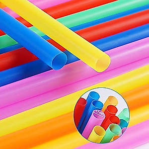 100 Pcs Jumbo Smoothie Straws,Colorful Disposable Wide-mouthed Large Straw.