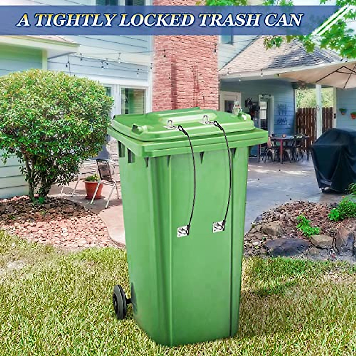 Bfttlity Trash Can Lid Lock Trash Can Locks for Animals Metal Universal Trash Can Lock for Outdoor Garbage Can Prevent Garbage from Overflowing (2 Pack)