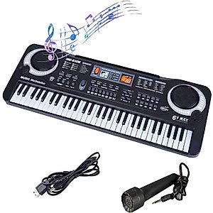 61 Key Digital Music Piano Keyboard for Kids,Portable Electronic Musical Instrument,Multi-function Keyboard with Microphone Gifts for Boys and Girls