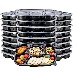 OTOR 40 oz Meal Prep Containers Stackable Bento Boxes 5 Compartments with Airtight Lids Food Grade Lunch Boxes Travel Containers 12 Sets BPA Free Dishwasher, Microwave, Freezer Safe