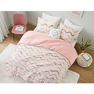 Codi Twin Comforter Set for Teen Girls, Cute Pink/Rose Gold Bedding Set for Girl Twin Size Bed, 3 Piece (1 Matching Sham + 1 Decorative Pillow)