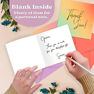 Thank You Cards With Envelopes - Gold Foil Stamp Text - Stylish, Colorful, Cute Thank You Notes For Birthdays, Holidays, Business - 5 x 5 Inches