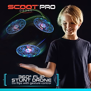 Force1 Scoot Pro Hand Operated Drone for Kids Adults - 360 Induction Hands Free Motion Sensors Mini Drone with Bright LED Projection, Easy Indoor Small UFO Toy Flying Ball Drone Toy for Boys and Girls