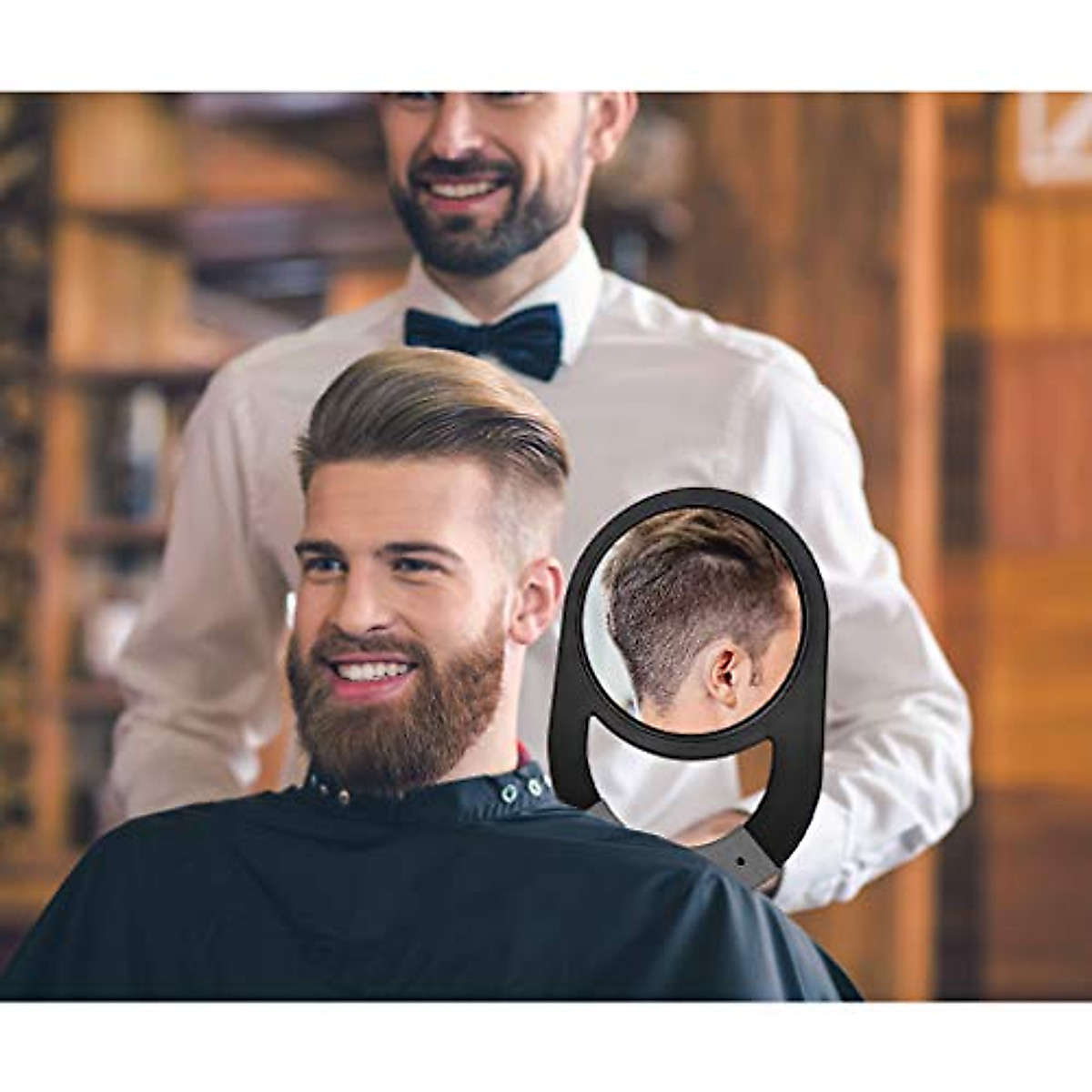 DEATTI Unbreakable Hand Mirror with Silicone Handle,Anti-Slip Handheld Mirror for Salon,Barber Shops,Travel,Makeup,Shaving,7.5" W x 11" L