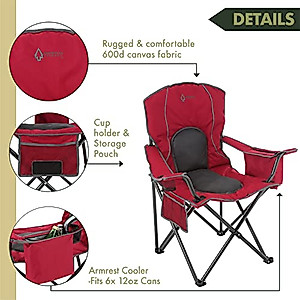 ARROWHEAD OUTDOOR Portable Folding Camping Quad Chair w/ 4-Can Cooler, Cup-Holder, Heavy-Duty Carrying Bag, Padded Armrests, Supports up to 330lbs, USA-Based Support