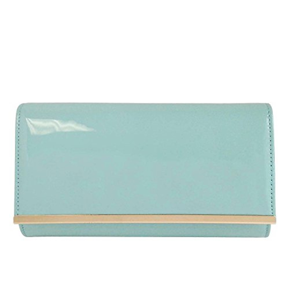 JNB Faux Patent Leather Glossy Candy Clutch, Mint