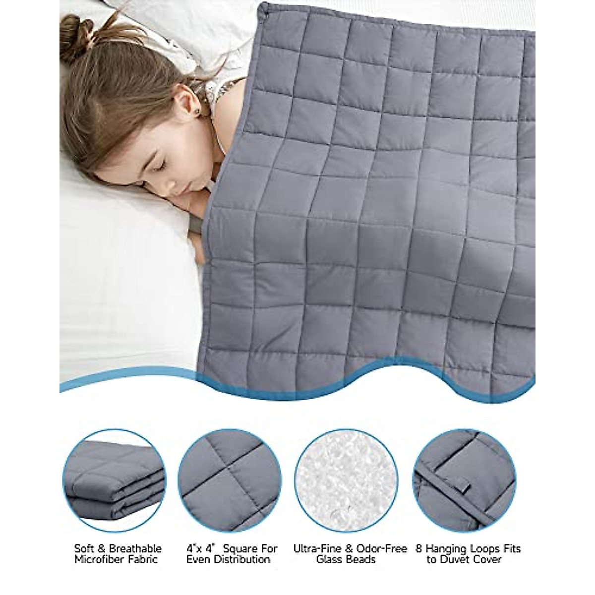 G&Monday Weighted Blanket (60" x 80" 10lbs, Dark Grey), Weighted Blanket Twin Heavy Blanket for Adult with Premium Glass Beads, Cooling Blanket for Queen Size Beds All-Season Summer Fall Winter