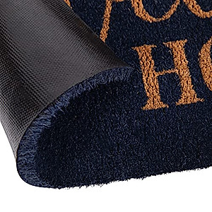 Flash Furniture Harbold Indoor/Outdoor Coir Doormat - Navy Background with Natural Home Sweet Home Message - 18" x 30" - Non-Slip Backing