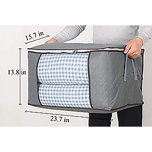 combocube 3Pcs Jumbo Zippered Storage Bag for Closet King Comforter, pillow, quilt, bedding, Clothes, Blanket Organizers with Large Clear Window & Carry Handles Space Saver