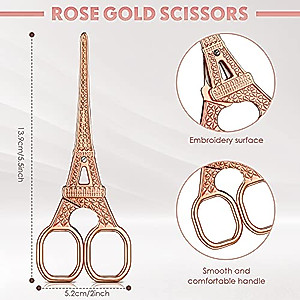 3 Pieces Scissors and Letter Opener Set Include 2 Pieces Metal Envelope Opener Slitter and 1 Pieces Eiffel Tower Embroidery Scissors Craft Scissors for Office Home School Supplies (Rose Gold)