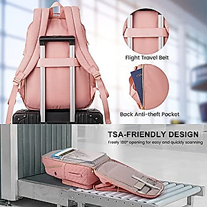 RJEU Girls School Backpack,Cute Backpack for Women with Laptop Compartment,Teen Bookbag for College Travel Work,Mochilas Escolares para Niñas,Pink