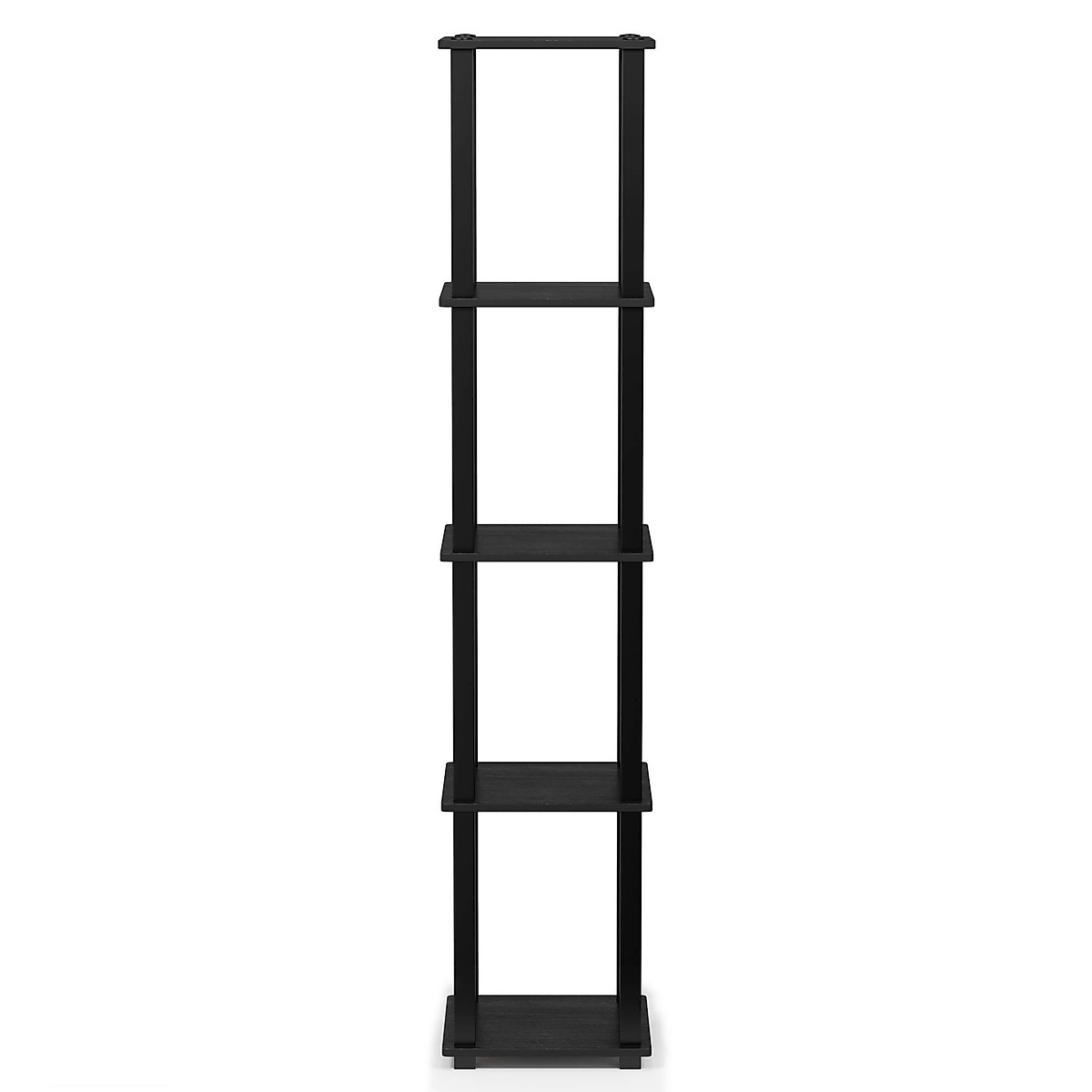 FURINNO Turn-S-Tube 5-Tier Corner Square Rack Display Shelf, Americano/Black