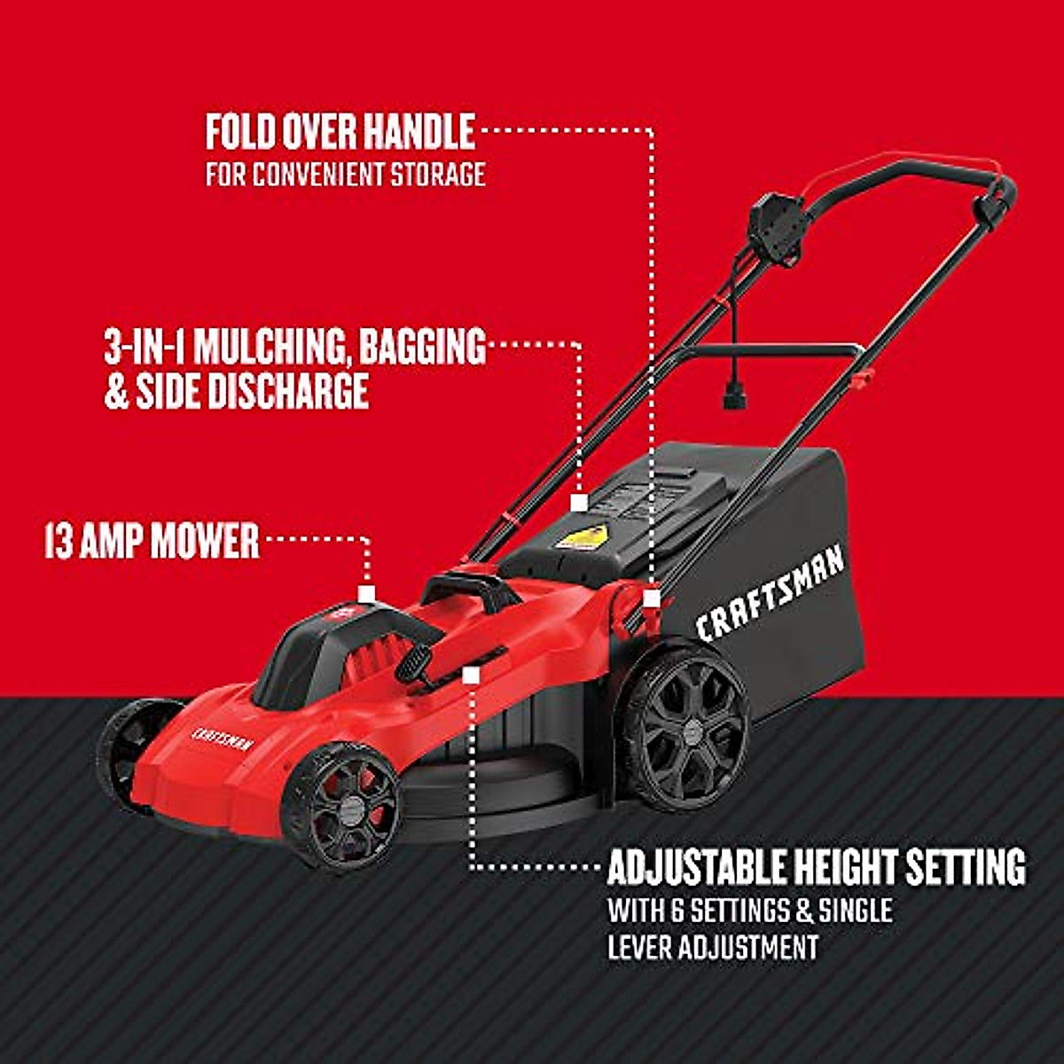 CRAFTSMAN Electric Lawn Mower, 20-Inch, Corded, 13-Ah (CMEMW213)