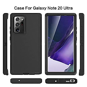 MXX Galaxy Note 20 Ultra Heavy Duty Protective Case with [3 Layers] Rugged Rubber Shockproof Protection Cover for Galaxy Note 20 Ultra (Black)