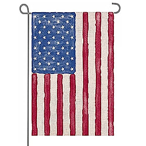 ANOVO Watercolor Double Sided American Burlap Garden Flags, Welcome Fourth of July, Memorial Day, Veterans Day Patriotic Outside Porch Patio Farmhouse Yard Outdoor Decorative 12 x 18 Inch