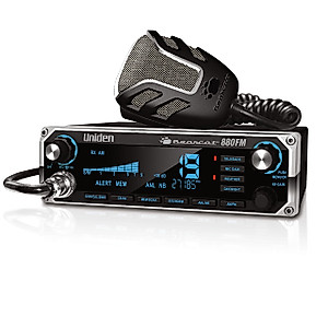 Uniden Bearcat 880FM CB Radio, 40 Channels with Dual-Mode AM/FM, Large Easy-to-Read Backlit 7-Color LCD Display, Backlit Knobs/Buttons, NOAA Weather Alert, PA/CB Switch, and Wireless Mic Compatible