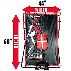 Franklin Sports Unisex Youth Return Franklin Sports Baseball Pitching Target and Rebounder Net 2 in 1 Pitch Trainer Pitchback Net , Red, 68 x 44 US