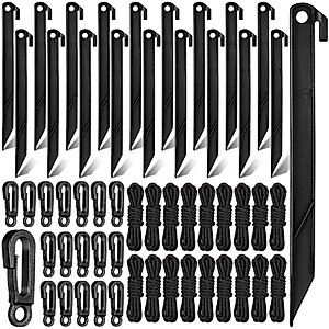 Yinkin 18 Sets Inflatable Stakes Replacement Yard Inflatable Plastic Stakes and Tethers for Christmas Lawn Tents Pegs Blow up Stakes for Inflatables Camping Tents Outdoor Camping Canopy(Black)