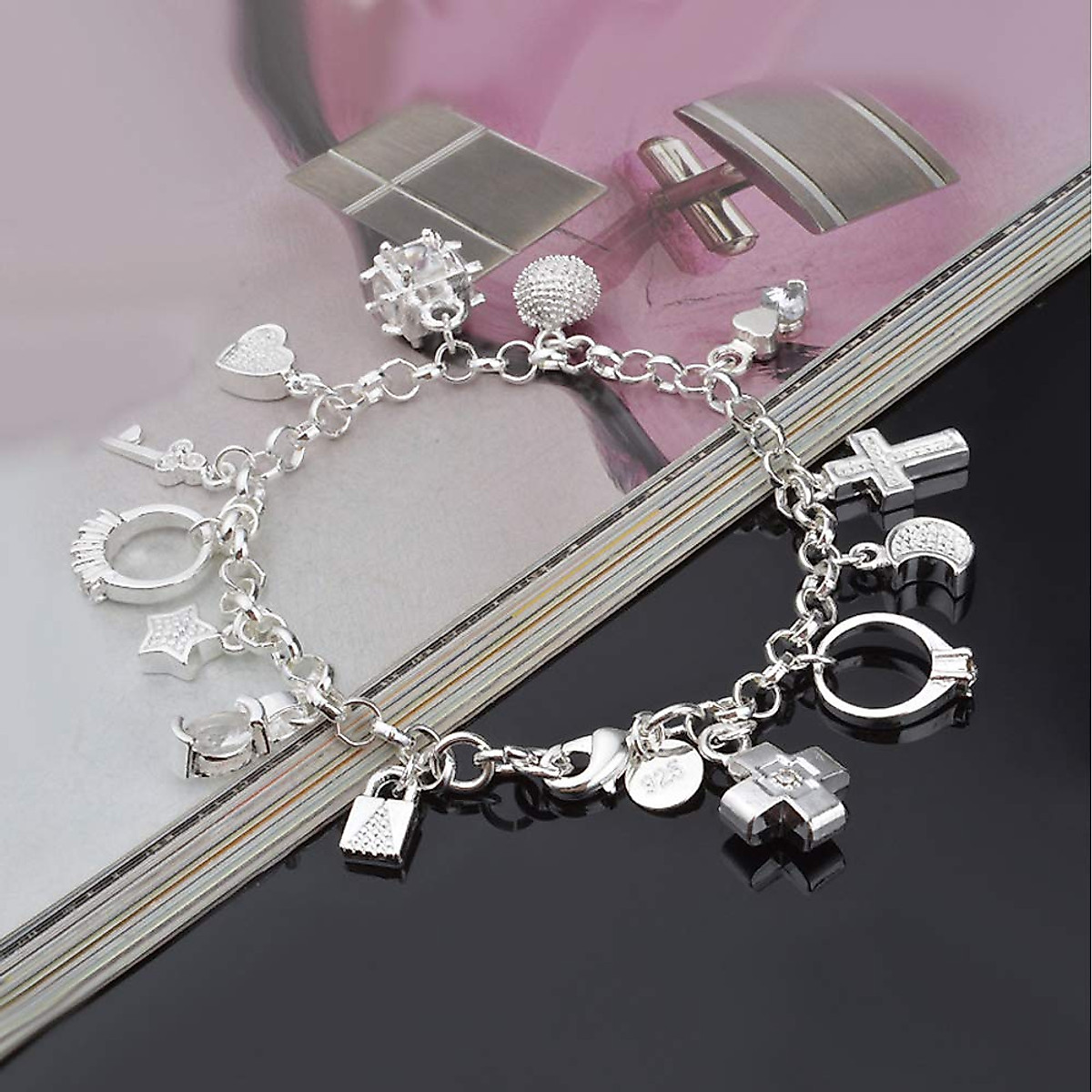 Aeora S925 Silver Thirteen Hanging Pieces Bracelet for Women Gift Bracelets & Bangles Jewelry