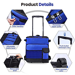 Rolling Cooler with Wheels and Handle - SAKKCA 50-Can Leakproof Collapsible Large Soft Rolling Cooler Bag Insulated with Removable Liner for Beach Camping Patio Road Trip Outdoor Activities