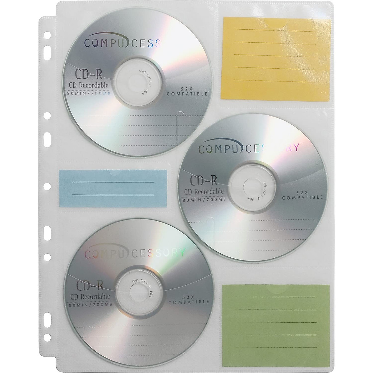 Compucessory 22297 CD Media Binder Storage Pages 25 Refill Pages/PK
