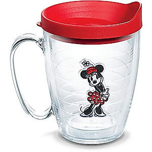 Tervis Disney - Original Minnie Insulated Tumbler with Emblem and Red Lid, 16oz Mug, Clear