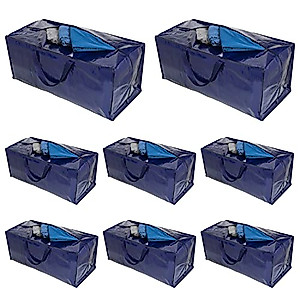 VENO 8 Pack Heavy Duty Extra Large Moving Bags W/Backpack Straps Strong Handles & Zippers, Storage Totes For Space Saving, Fold Flat, Alternative to Moving Box (Blue, 8 Pack)