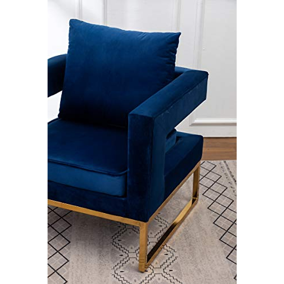 Roundhill Furniture Lenola Upholstered Accent Arm Chair, Blue 29.75D x 27.5W x 34.5H Inch