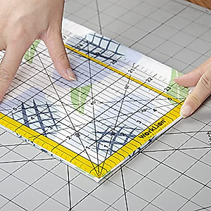 WORKLION Rotary Cutting Mat Set:45mm Rotary Cutter & 2 Replacement Rolling Blades & 18"x 24" inch Self-Healing Cutting Mat & 6.5"x 24.5" inch Clear Acrylic Ruler for Quilting&Sewing and Craft Projects
