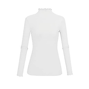 KLOTHO Long Sleeve Shirts for Women Dark Academia Clothing White Mock Turtleneck Top Large