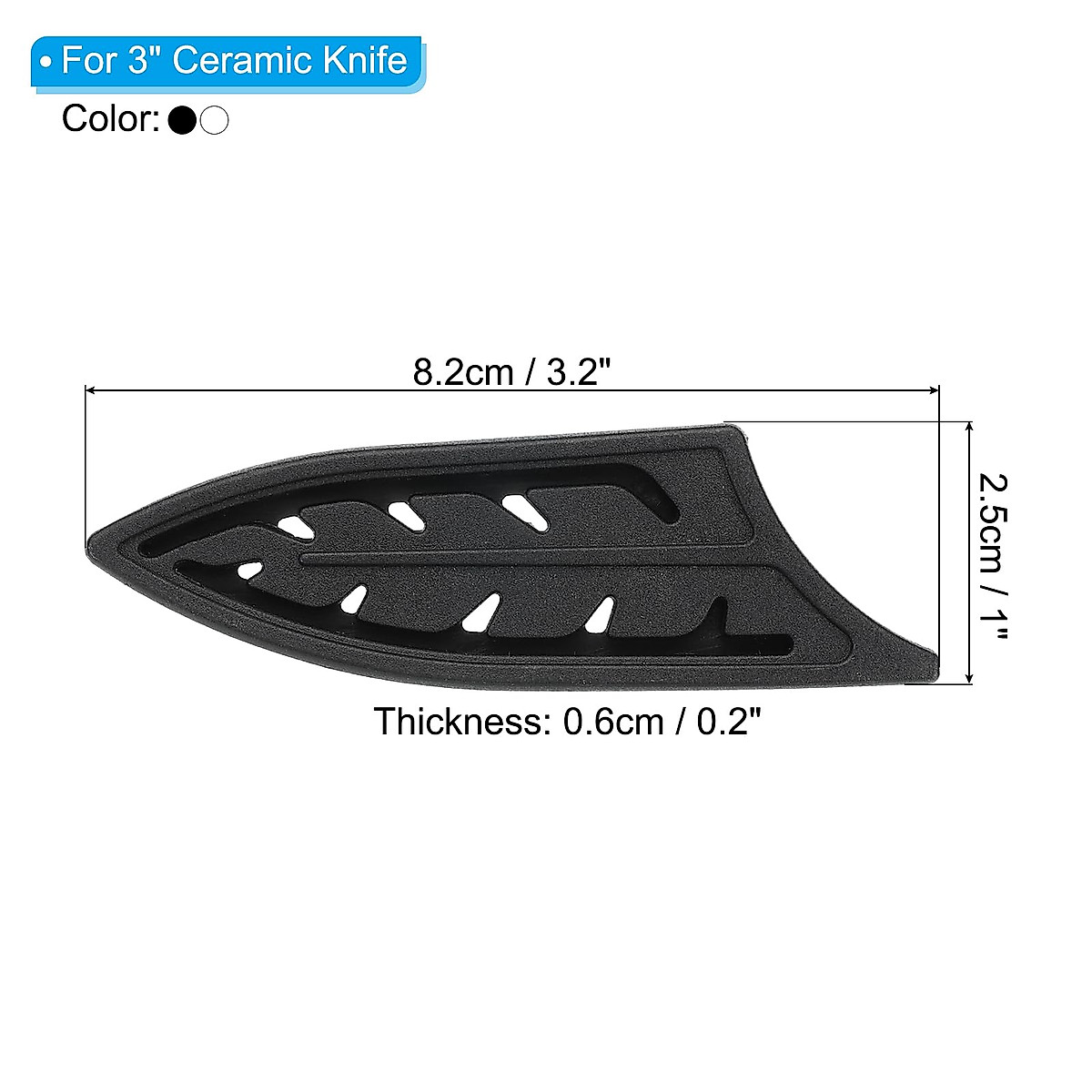 PATIKIL Knife Sheaths for Kitchen Knife for 3" Ceramic Knife, 2 Pcs Knife Edge Guard, Knife Sheath Covers Sleeves, Feather Ceramic Knife Set, Black & Transparent, 3.2"x 1"