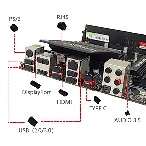 Anti Dust Plug,HFEIX Silicone Cap Computer Port Cover PC Interface Stopper Socket Protecor Kit Black (Black 44)
