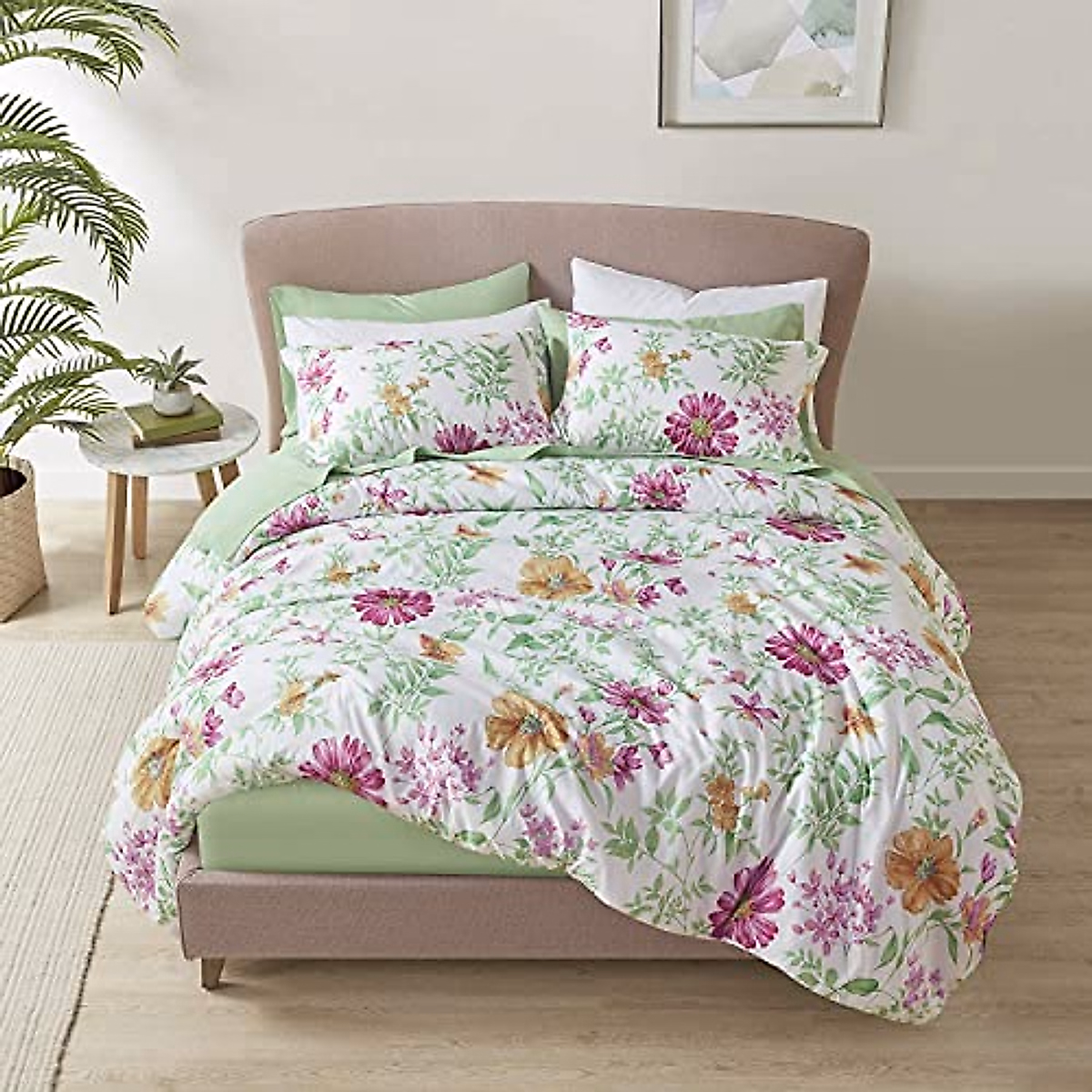 Comfort Spaces Bed in A Bag Comforter Set - College Dorm Room Essentials for Girls Bedding, Complete Dormitory Bedroom Pack And Sheet with 2 Side Pockets, King, Green
