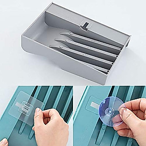 CUJUX 4 Slot Knife Rack Kitchen Drainer Chopping Cutting Board Holder Storage Organize K1MF（Without knife） (Color : A)