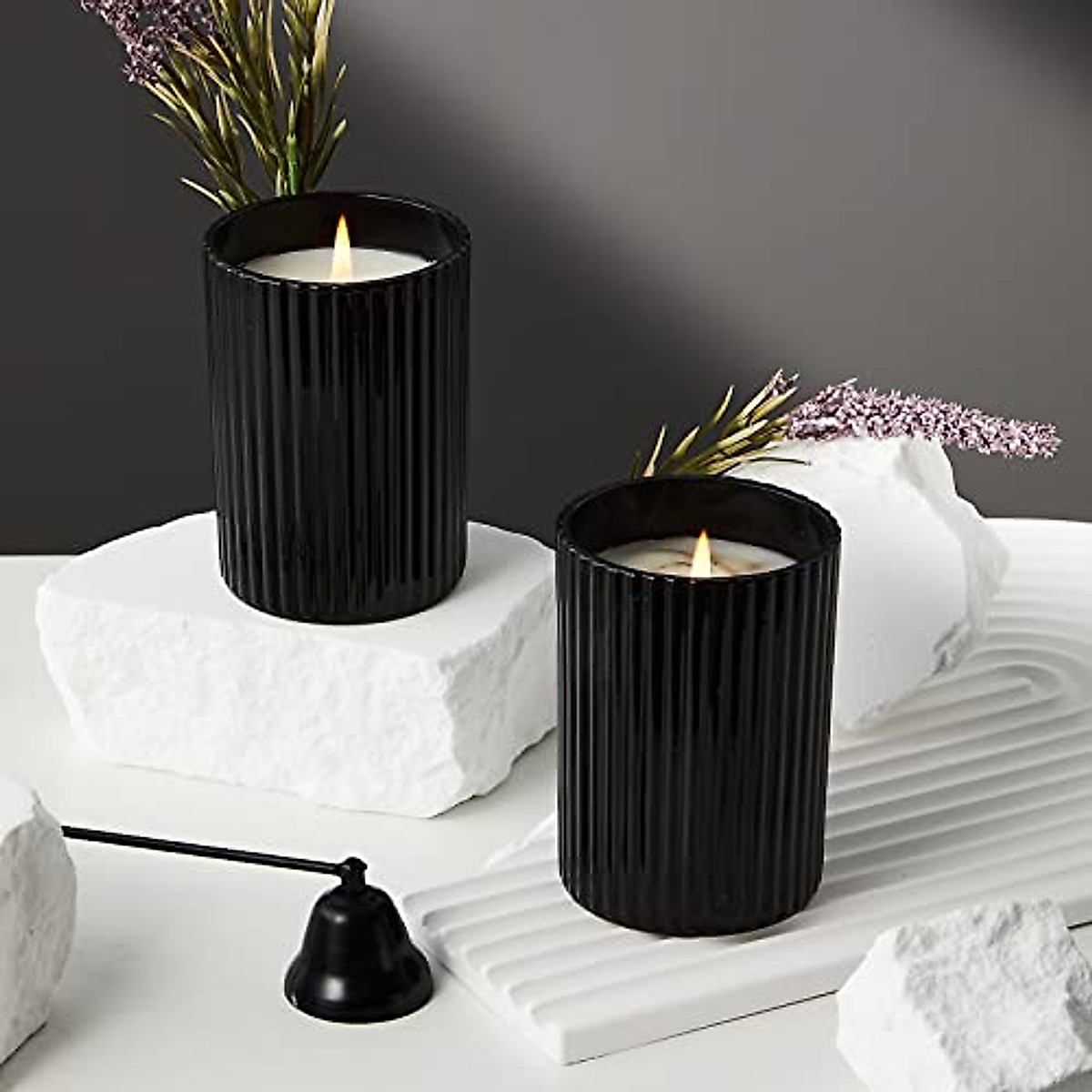 Lavender Candle for Home Scented: Vanilla Soy Candle Gift Set for Men Women 100% Natural Cotton Wicks 6.3 Oz 36 Hours Long Burning,Black Large Jars Eucalyptus Aromatherapy Candle Home Birthday Decor