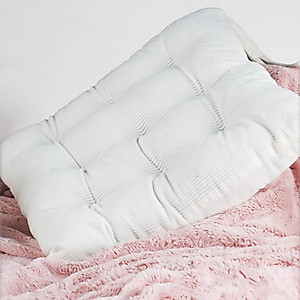 LUYAJYI Pack of 2 Square Dining Chair Cushions, 17 x 17 inch Dining Chair Cushion with Laces for Kitchen, Dining Room, Office Chairs, Indoor, Outdoor (Pink)