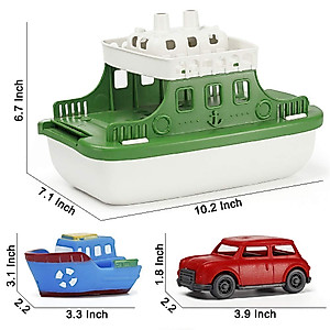 Bath Boat Toy,11 Piece Bath Boat Toy with 4 Mini Cars and 6 Boat Squirters,Floating Boat Toys for Bathtub Bathroom Pool Beach for Toddlers Boys Girls Kids