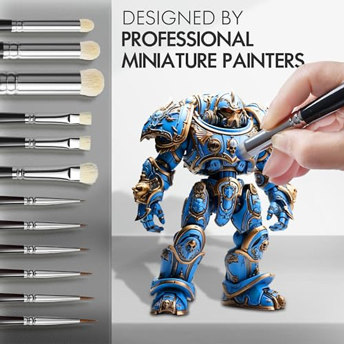 Miniature Paint Brushes Dry Brush Set, 12pcs Miniature Painting Modeling Fine Detail Paint Brush Set, Drybrush Paint Brush for Miniature, Vallejo, Model, Citadel, Figurine