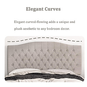 Befurtori Queen Headboard Only, Upholstered Headboard Queen for Adjustable Bed Velvet Tufted Queen/Full Size Wall Mounted Headboard with Solid Wood Legs Head Board, Taupe