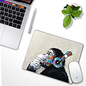 SHALYSONG Mouse pad, Mouse pad with Design, Gorilla Oil Painting Graffiti, Funny Home and Office Non-Slip Computer Mousepad