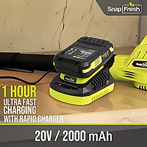 Cordless Leaf Blower - SnapFresh 20V Cordless Leaf Blower with 2.0Ah Li-ion Battery & Fast Charger, 130 MPH 140CFM Electric Leaf Blower Battery Powered Lightweight Sweeper for Sidewalk Hard Surfaces
