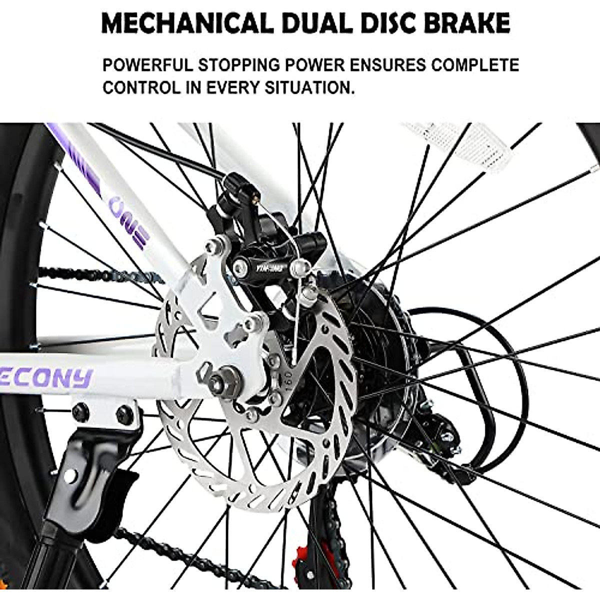 Elecony 26 inch Mountain Bike for Teenagers Girls Women, Shimano 21 Speeds Gear MTB with Dual Disc Brakes and 100mm Front Suspension, White/Pink