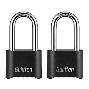Combo Lock,Guliffen 2 Pack Resettable Combination Lock,2-1/2 in. Long Shackle Outdoor Combination Padlock for Gate, Fence, Warehouse, Storage Unit,Garages (Black)