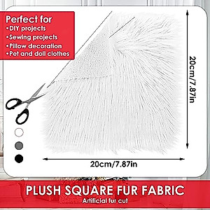 WLLHYF Faux Fur Squares Fabric, 8 Inches Area Rugs Shaggy Fur Fabric Cuts Fluffy Fur Square Patches Plush Rug Chair Cover Seat Cushion Pad for DIY Crafts Christmas Gnomes Decors (white-20x20cm)