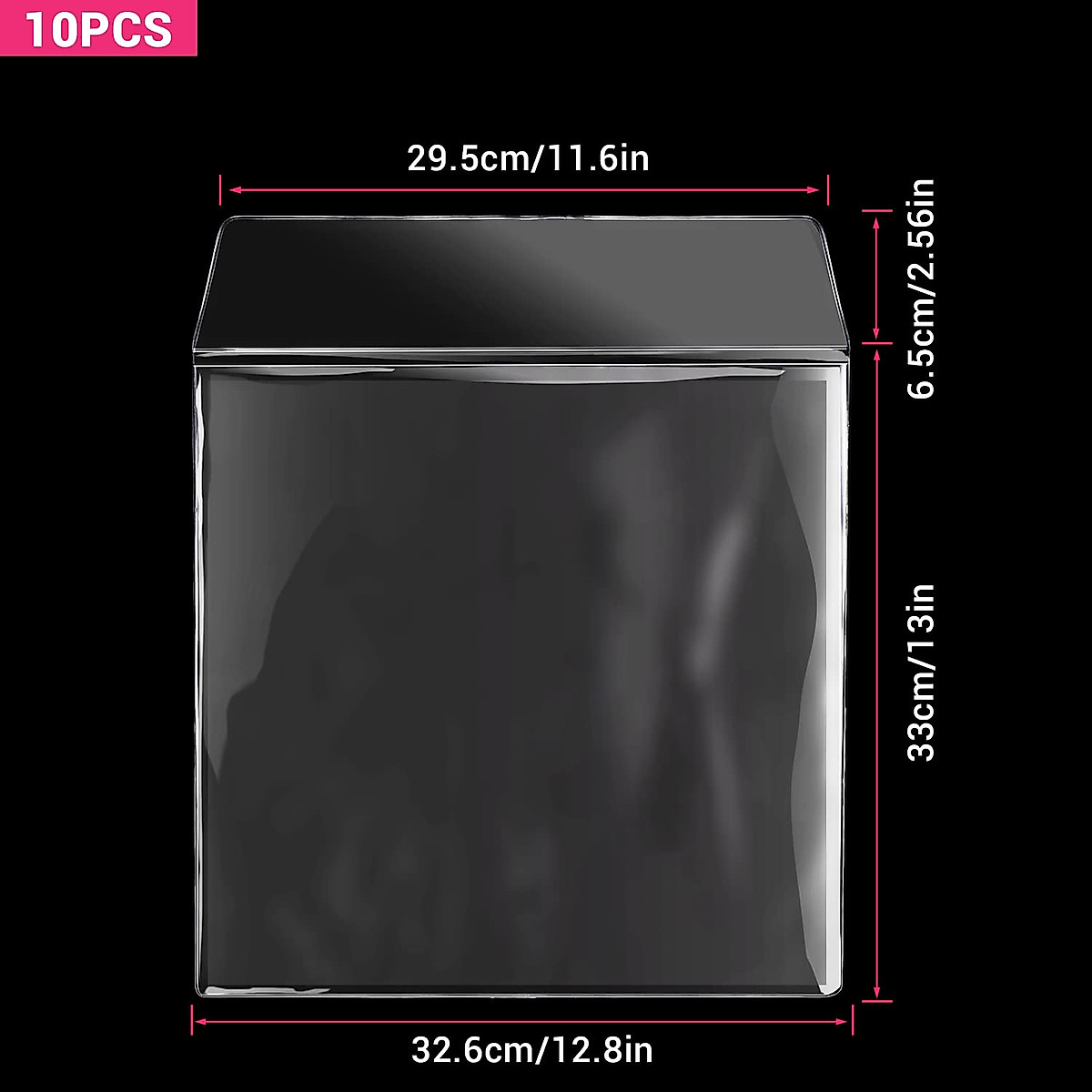 Facmogu 10PCS 12in Thicken PVC Record Protective Sleeves, Premium 180 Micron Clear PVC Outer Sleeves with Flap, Durable Record Outer Protective Sleeve for 33 RPM Album (NOT for Gatefold/Trifold Album)