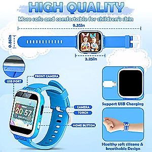 Kids Smart Watch with 90°Rotatable Camera Smartwatch Touch Screen Kids Watch Music Pedometer Flashlight Games Digital Wrist Watch for Boys