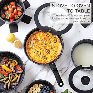 Country Kitchen 13 Piece Pots and Pans Set - Safe Nonstick Kitchen Cookware with Removable Handle, RV Cookware Set, Oven Safe (Black)