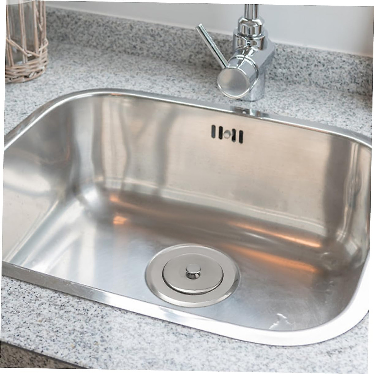 WHAMVOX 1 Set Kitchen Sink Drain Strainer and Stopper with Wide Rim for Standard Sinks Includes Mesh Strainer and Stopper for Effective Clogging Prevention